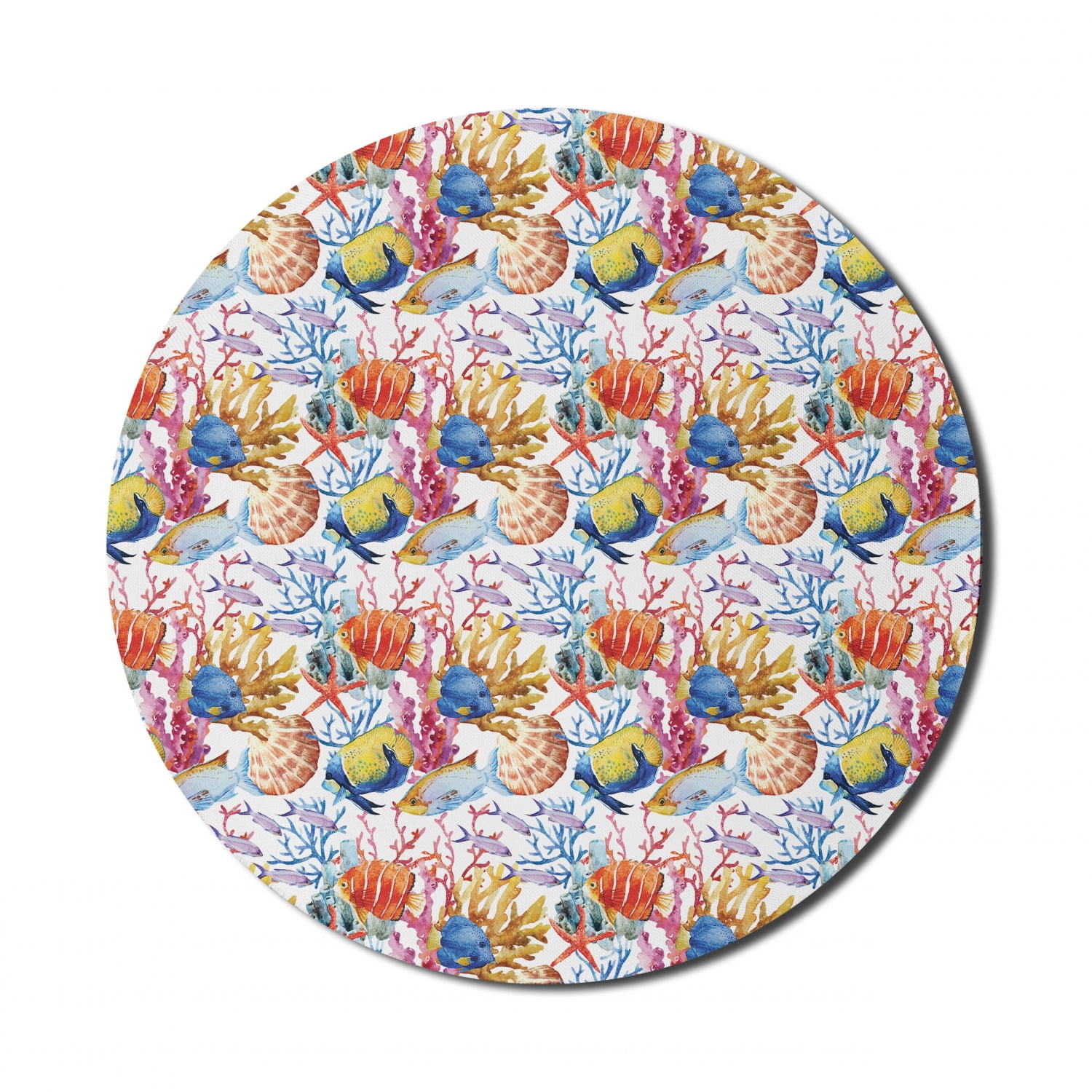 Fish Mouse Pad for Computers, Coral Reef Scallop Shells Fish Sea Plants ...