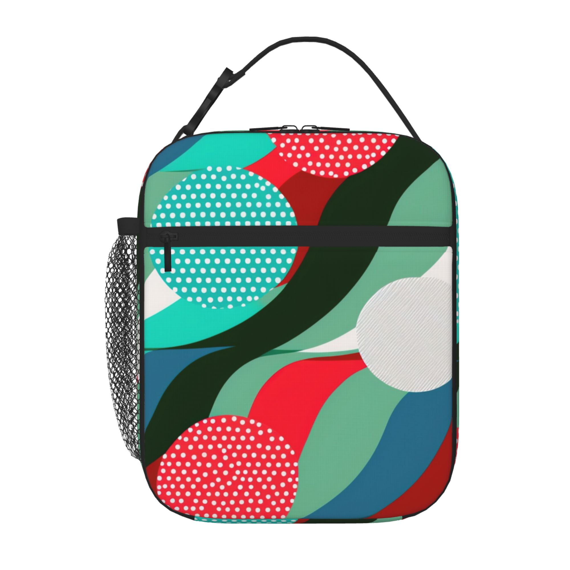 TEQUAN Portable Lunch Bag, Retro Waves Polka Dots Pattern Reusable ...