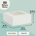 50-Pack 6x6 White Bakery Boxes with Window for Cupcakes, Cakes, Cookies ...