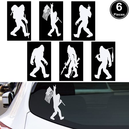 6 Pieces Bigfoot Bumper Sticker Bigfoot Holding Flag Decal Bigfoot Car ...