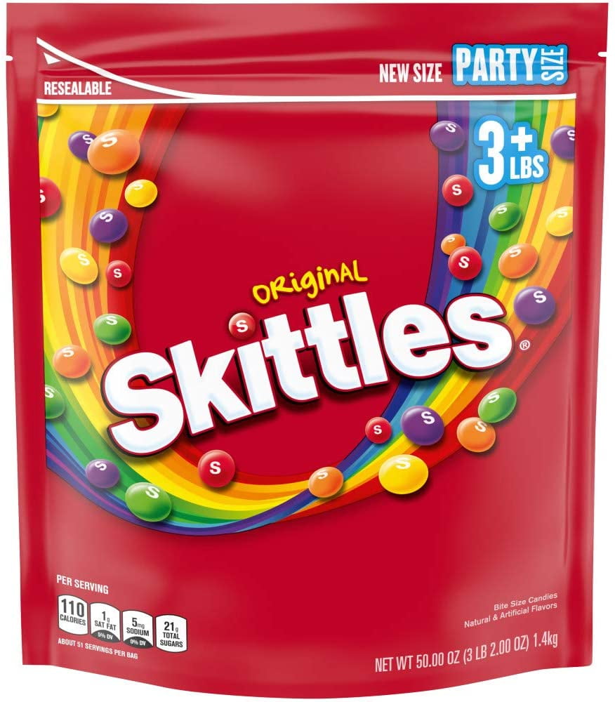 Skittles, Original Fruity Candy Party Size Bag, 50 oz - Walmart.com