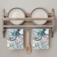 4 Pack Ocean Octopus Kitchen Towels Starfish Coral Flower Blue Theme ...