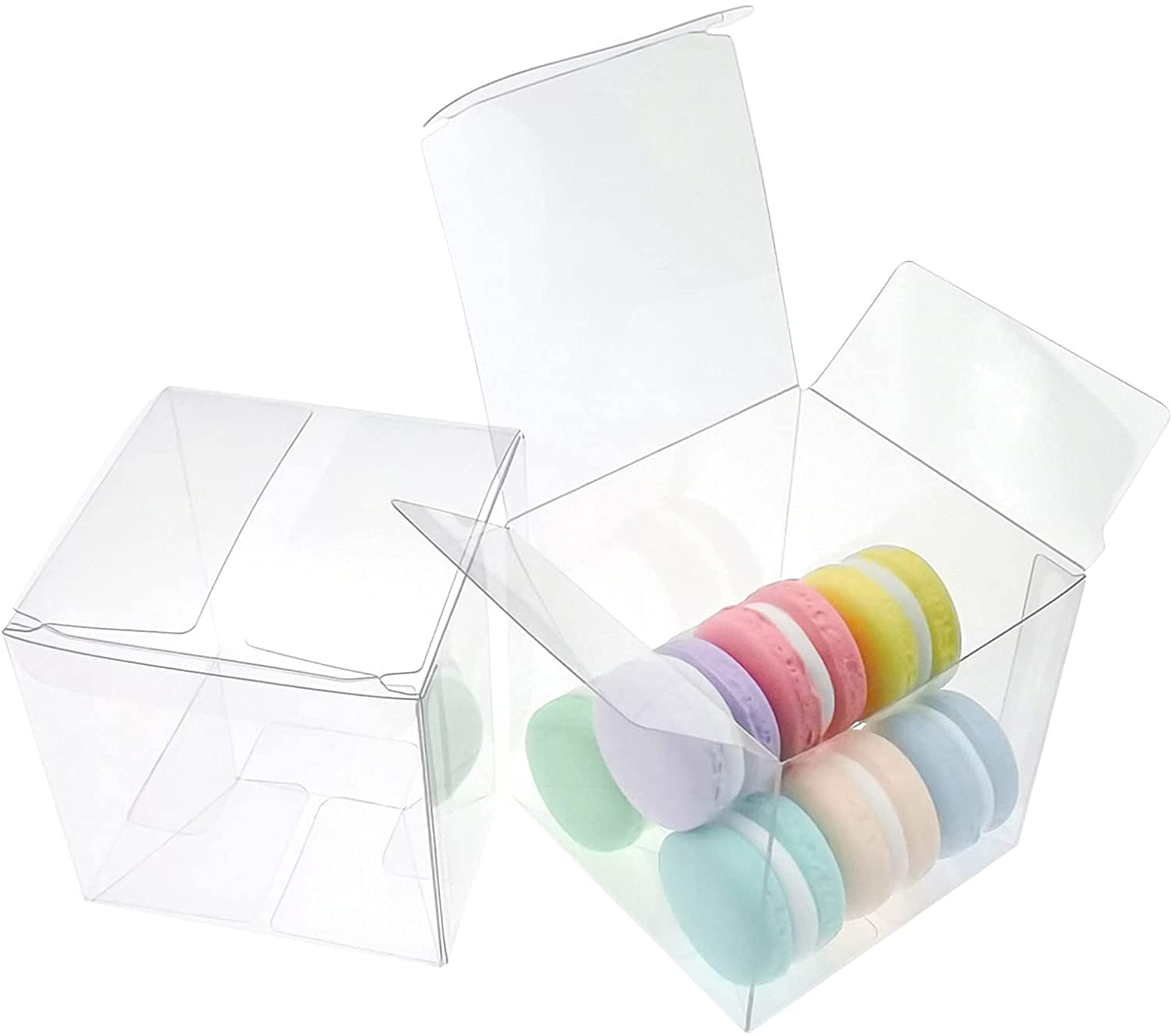 50 Packs Clear PVC Candy Boxes, 4x4x4 inch Favor Boxes Square, Cube ...