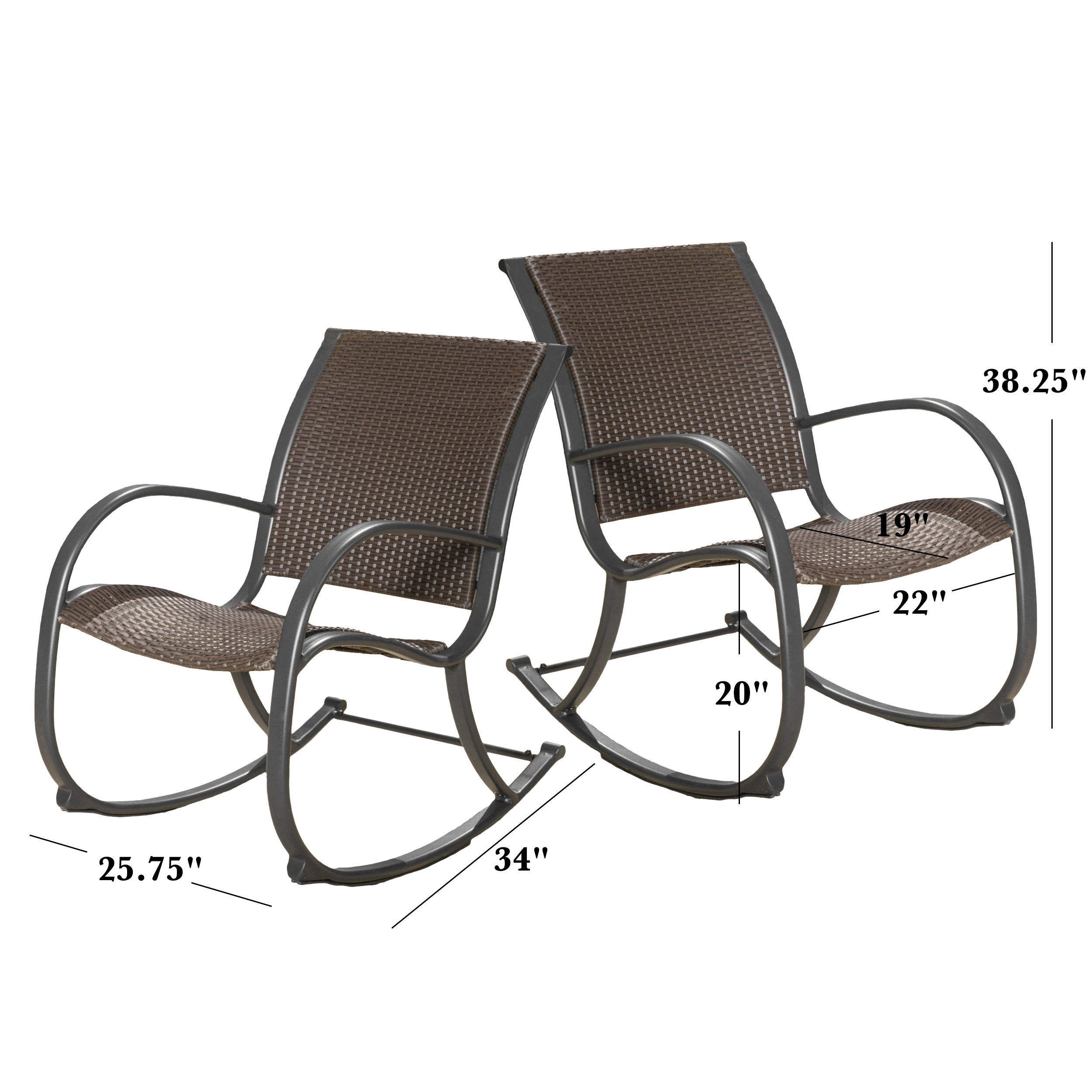 GDF Studio Leann Outdoor Wicker and Aluminum Rocking Chair, Dark Brown ...