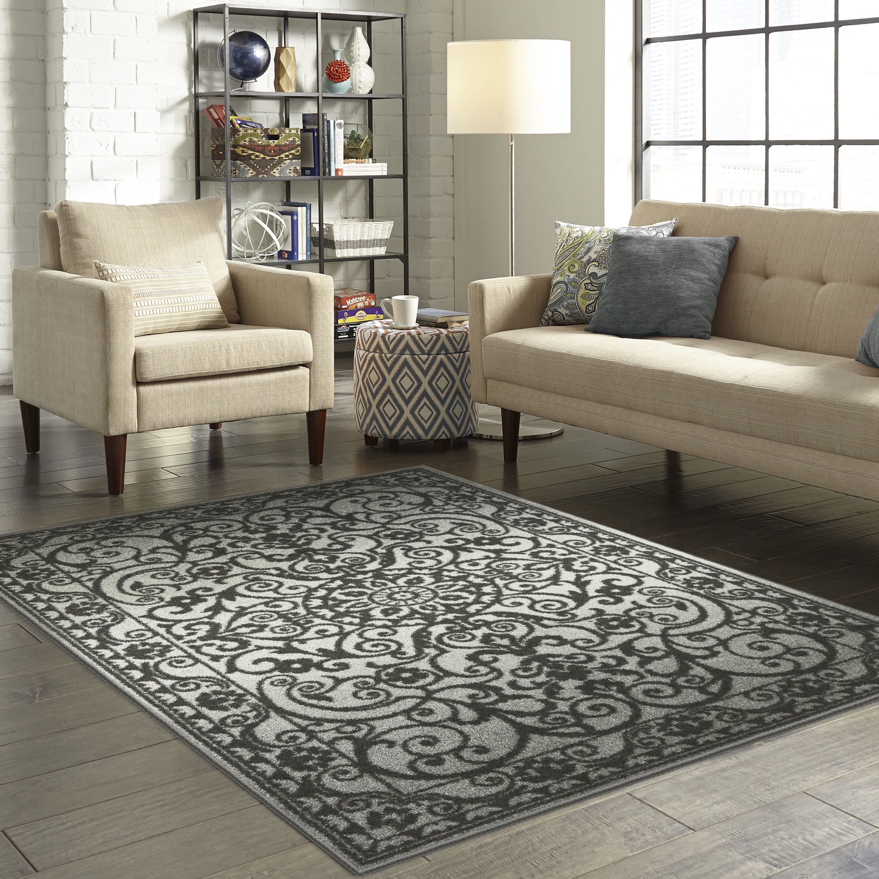 Mainstays India Medallion Textured Print Area Rug and Runner Collection ... Mainstays India Medallion Textured Print Area Rug and Runner Collection ...