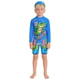 Boys Cute Cartoon Print Long Sleeve UPF One Piece Swimsuit with Hood ...