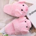 Women Winter Cute Pink Pig Animal Cartoon Plush Slippers Non-Slip Furry ...