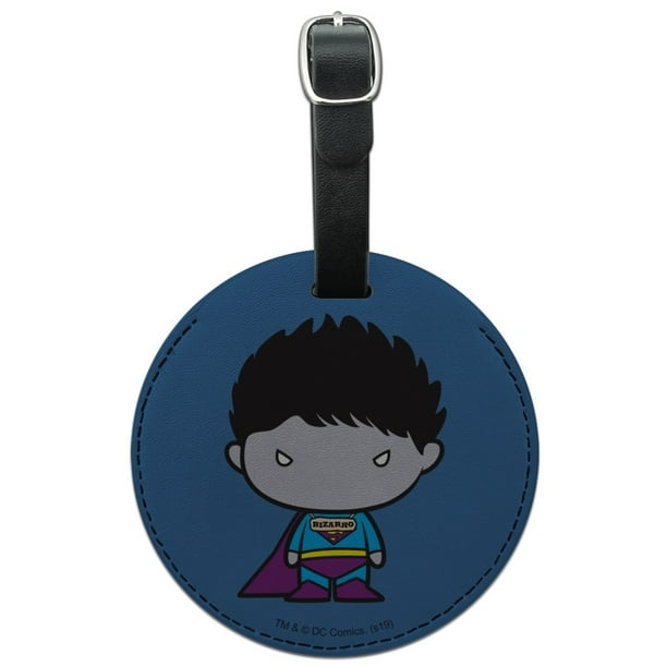 Superman Bizarro Cute Chibi Character Round Leather Luggage Card ...