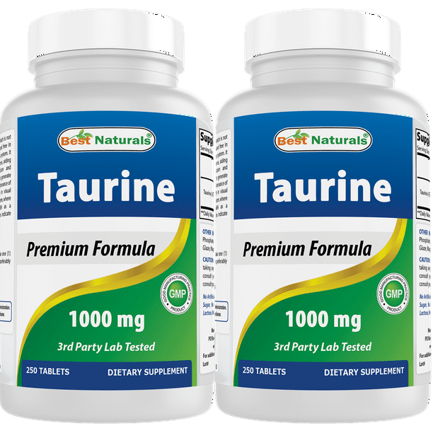 2 Pack Best Naturals Taurine 1000 mg 250 Tablets | Supports Eye Health ...