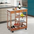 HomCom 30" Wooden Rolling Kitchen Organizer Cart Tile Countertop With ...