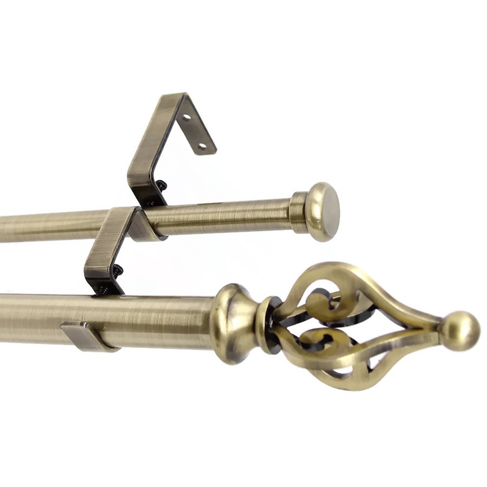 Urbanest Portia Flat Button 1" 5/8" Double Drapery Curtain Window Rod ...