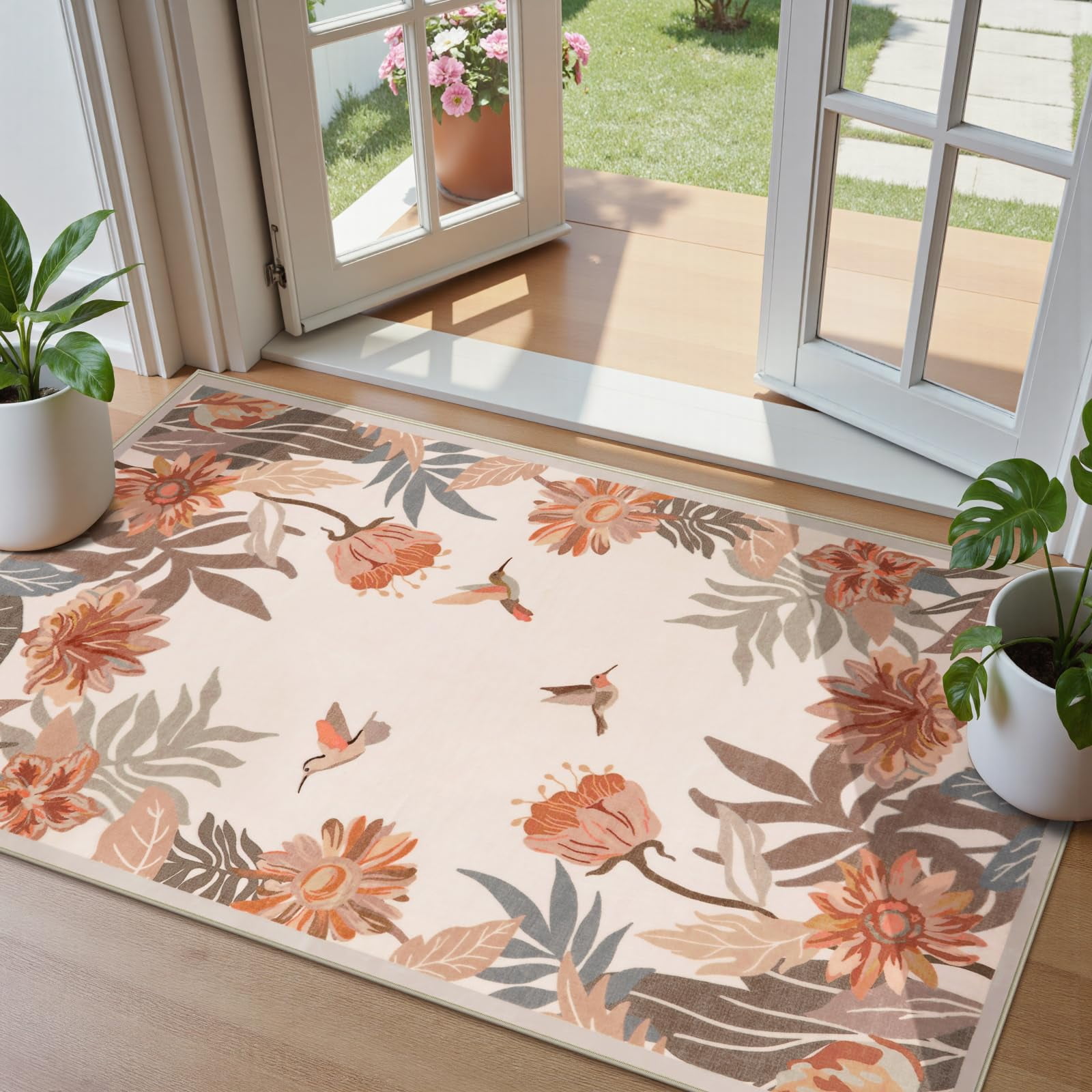 Click here for Beeiva Floral 3x5 Area Rug For Entryway - Washable... prices