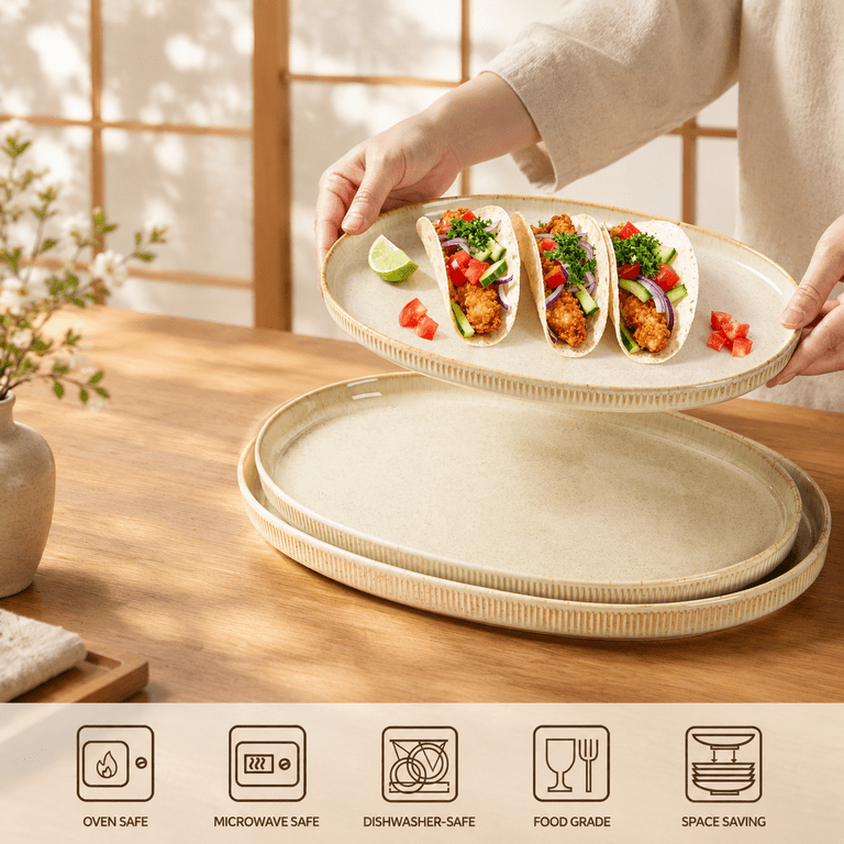 Ceramic Serving Platter Set Of 3 Oval Plates And Dishes - Walmart.com