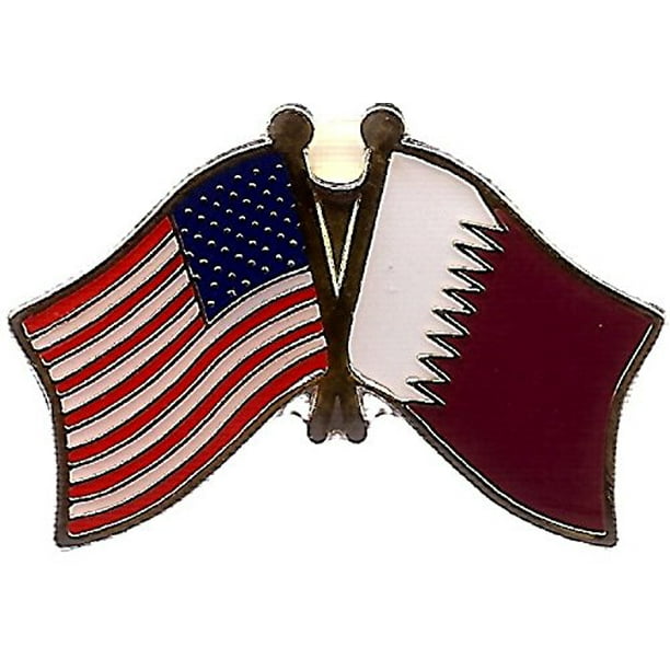Box of 12 Qatar & US Crossed Flag Lapel Pins, Qatari & American Double ...