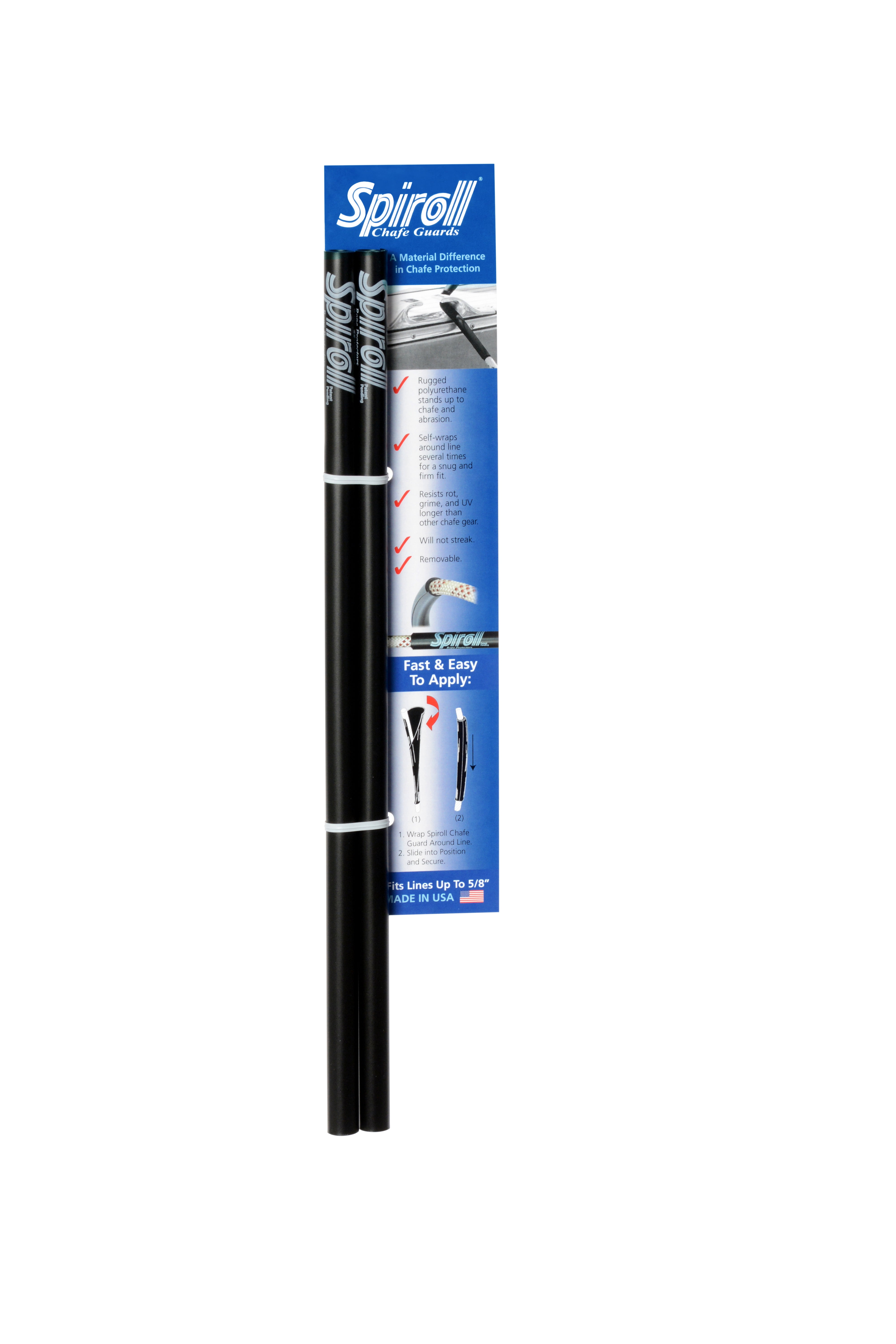 Spiroll Chafe Guards - Pair, Black 15.75" (Fits up to a 5/8" Line ...