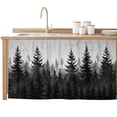 Dark Gray Forest Cabinet Curtains 32" W x 55" L Black Tree Watercolor ...