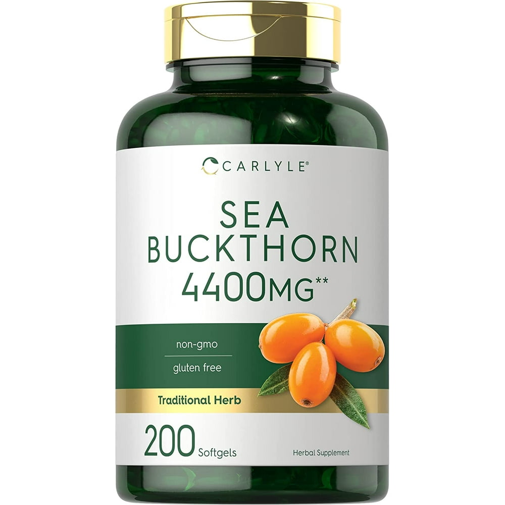 Sea Buckthorn Oil Capsules 4400mg | 200 Softgels | Non-GMO, Gluten Free | Sea Buckthorn Berry ...