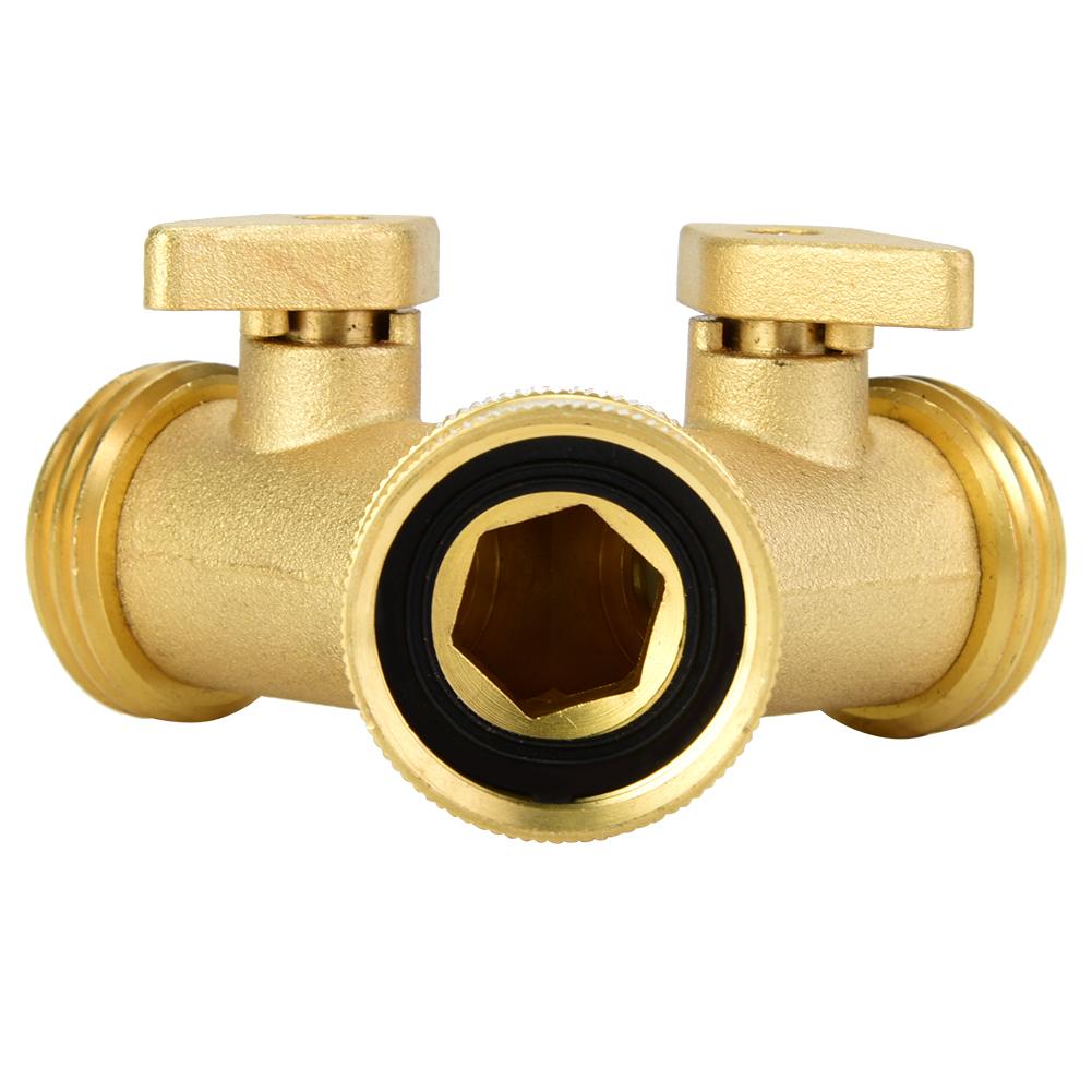 LHCER 3/4 Double Outlet Brass Ball Valve Hose Connector Adapter for ...