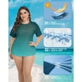 TIYOMI Ladies Plus Size 4X Surfing Swim Green Gradient Shirts Short Sleeve Swimsuit Tops Rash ...