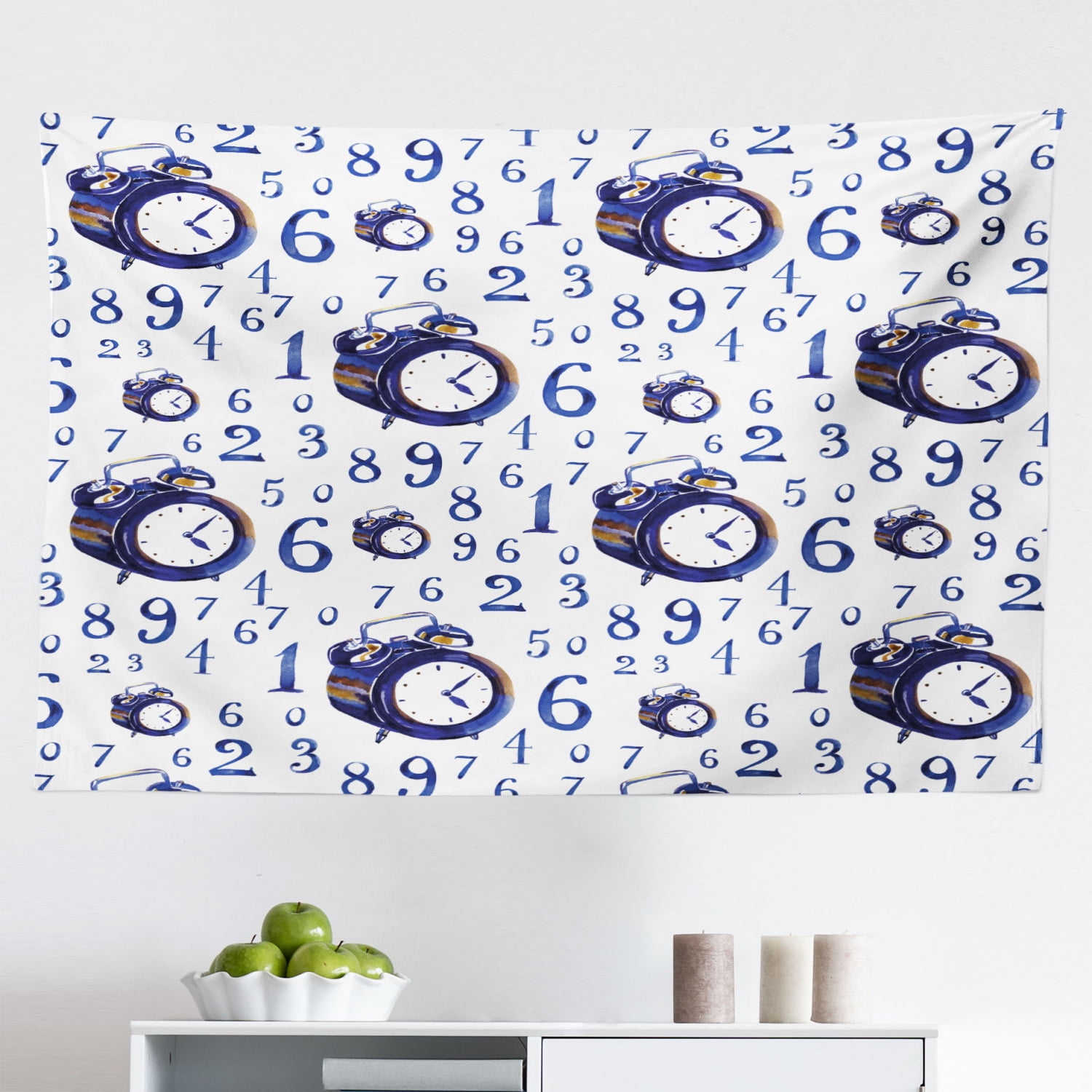 Clock Tapestry, Vintage Clock and Empty Picture Frames in Old Room ...