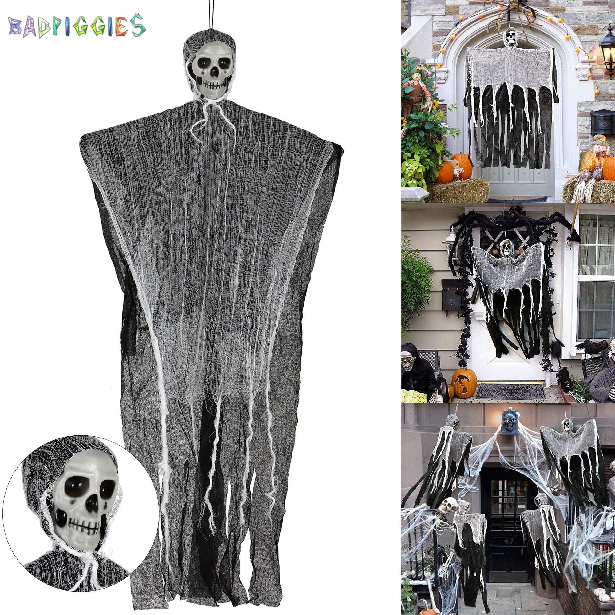 BadPiggies Hanging Ghost Halloween Decorations Scary Skull Skeleton ...