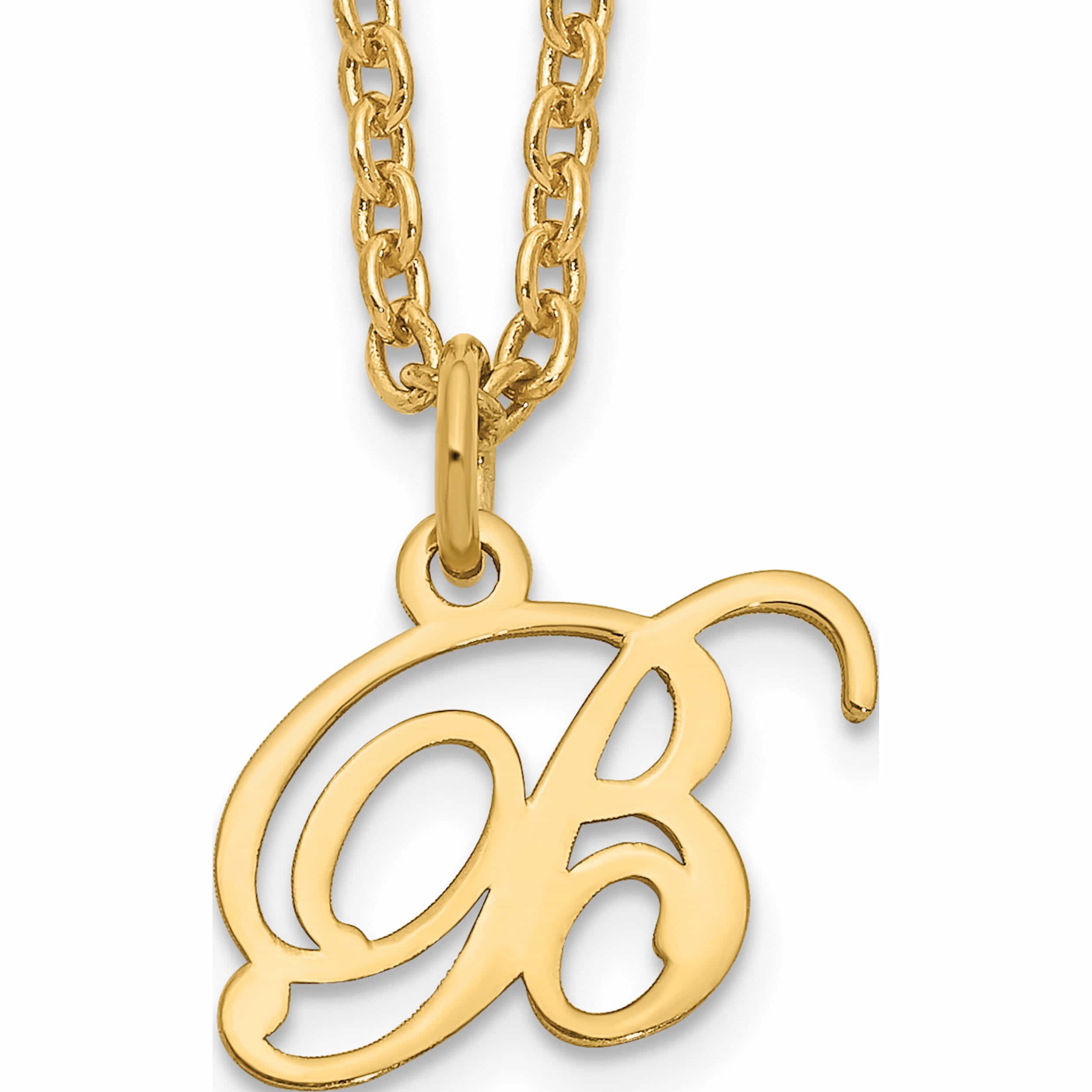 Ss/Gold Plated Sterling Silver Gold-Plated Letter B Initial Necklace ...