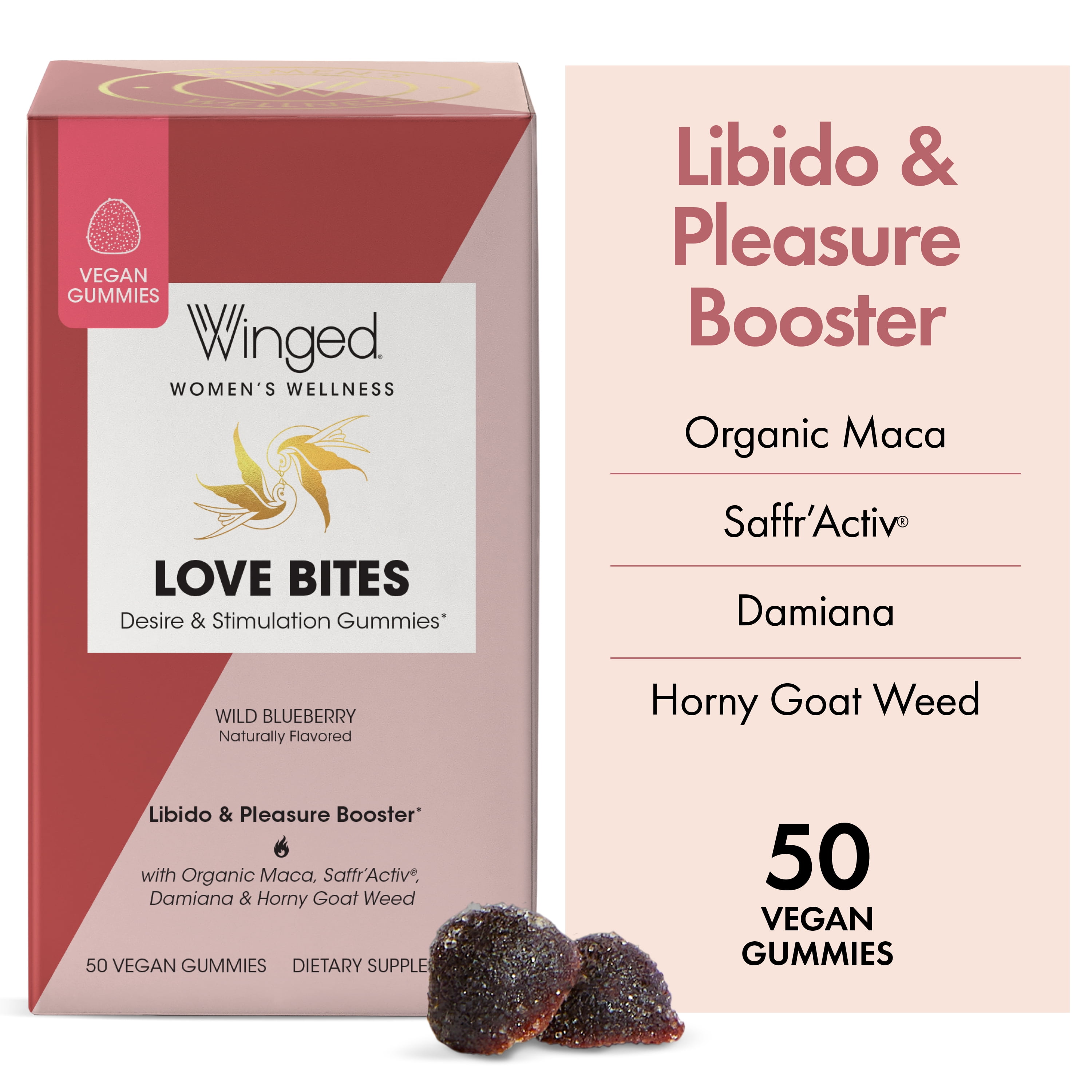 Winged Wellness Love Bites Libido and Pleasure Boosting Vegan Gummies ...