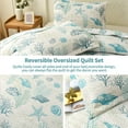 Jessy Home Blue Coastal Twin Quilt - Seashell & Ocean Microfiber ...