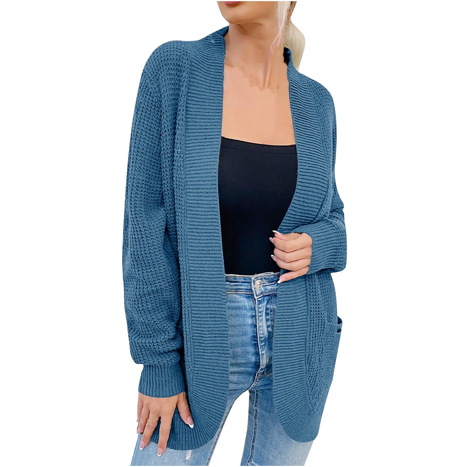 HAPIMO Savings Stylish Cable Knit Dual Pocket Cardigan Long Ankle ...