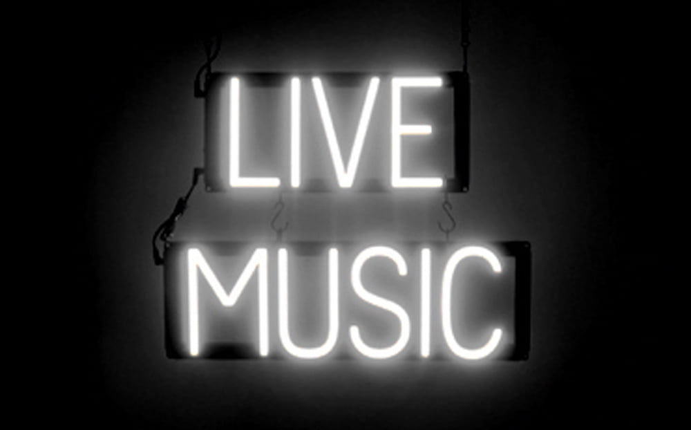 SpellBrite LIVE MUSIC LED Sign for Business. 19.1" x 15.0" White LIVE ...