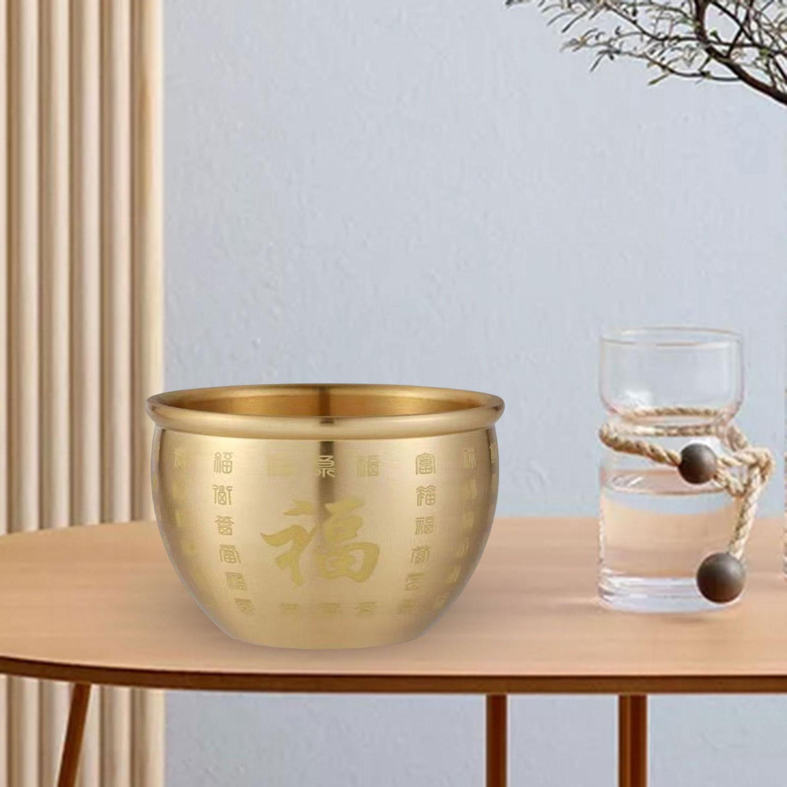 Brass Feng Shui Bowl Money Pot Chinese Character Rice Vat Fu Bowl ...