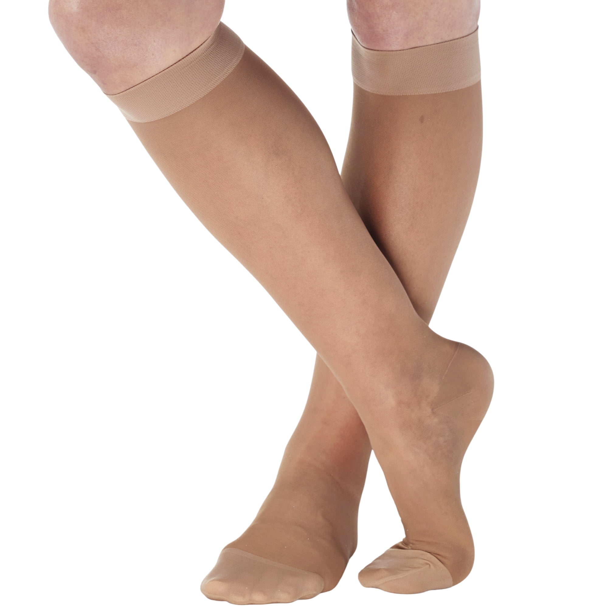 Made in USA - Sheer Compression Socks for Pregnants 15-20mmHg - Taupe ...