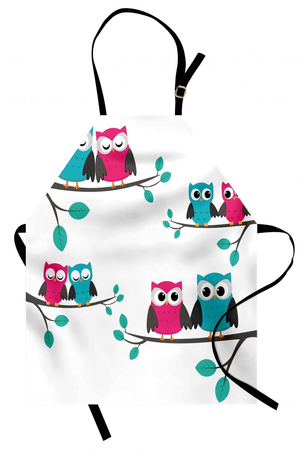 Nursery Apron Couples of Owls Sitting on Spring Branches Cute Funny ...