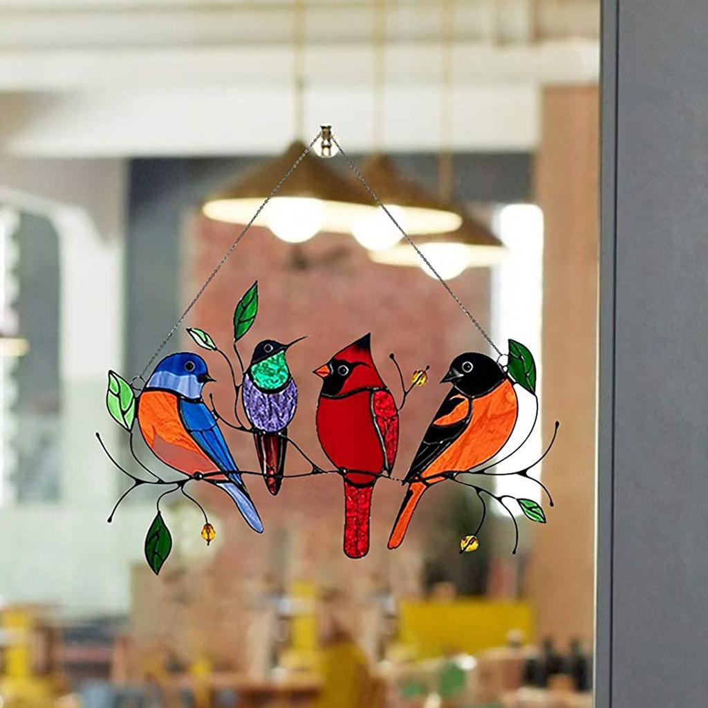 Multicolor Stained Glass Window Panel, Bird Series Ornaments, Home ...