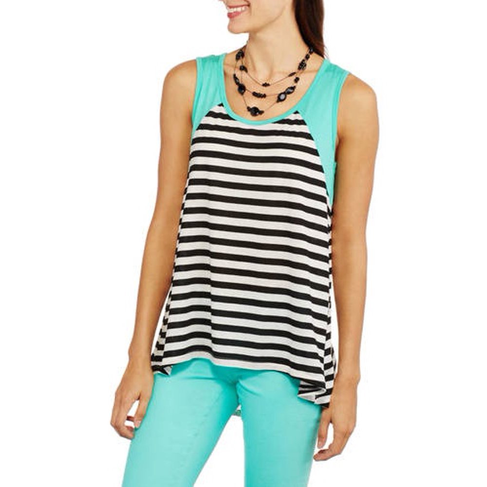 ONLINE - Women's Stripe Swing Tank With Contrast - Walmart.com ...