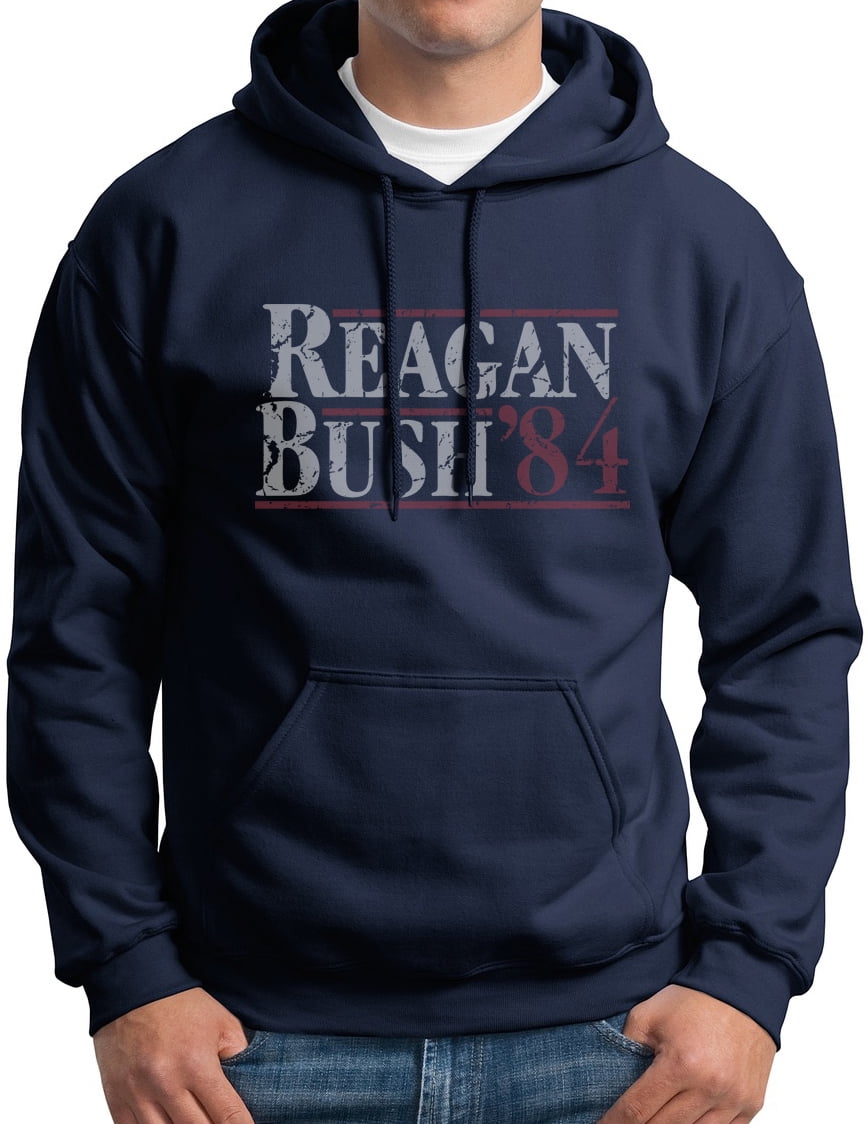 Reagan Bush Hooded Sweatshirt GOP Political Hoodie Vintage Mid Navy ...