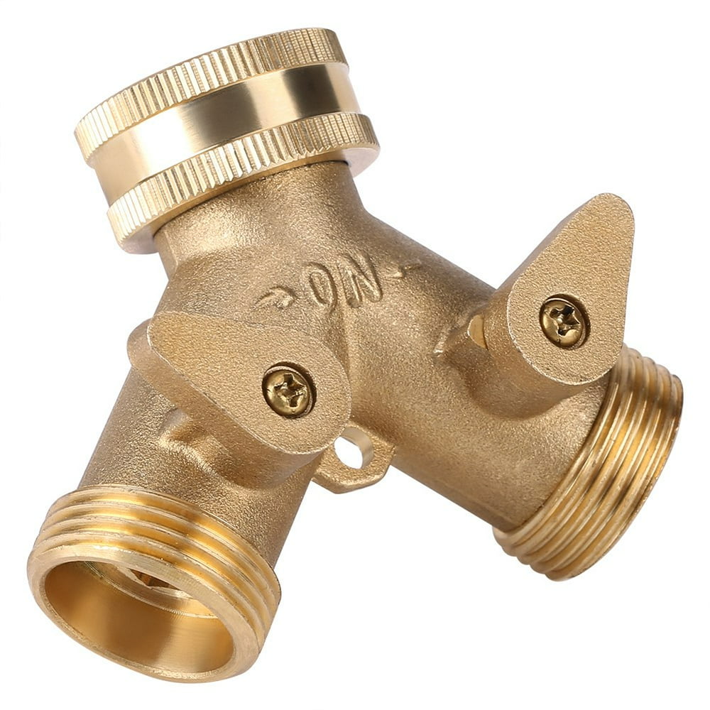 Mgaxyff 2 Way Hose Pipe Splitter,3/4 Inch Brass 2 Way Valve Splitter ...