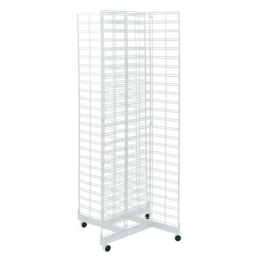 SSWBasics White Triangle Slat Grid Tower with Base & Casters Grid Wall ...