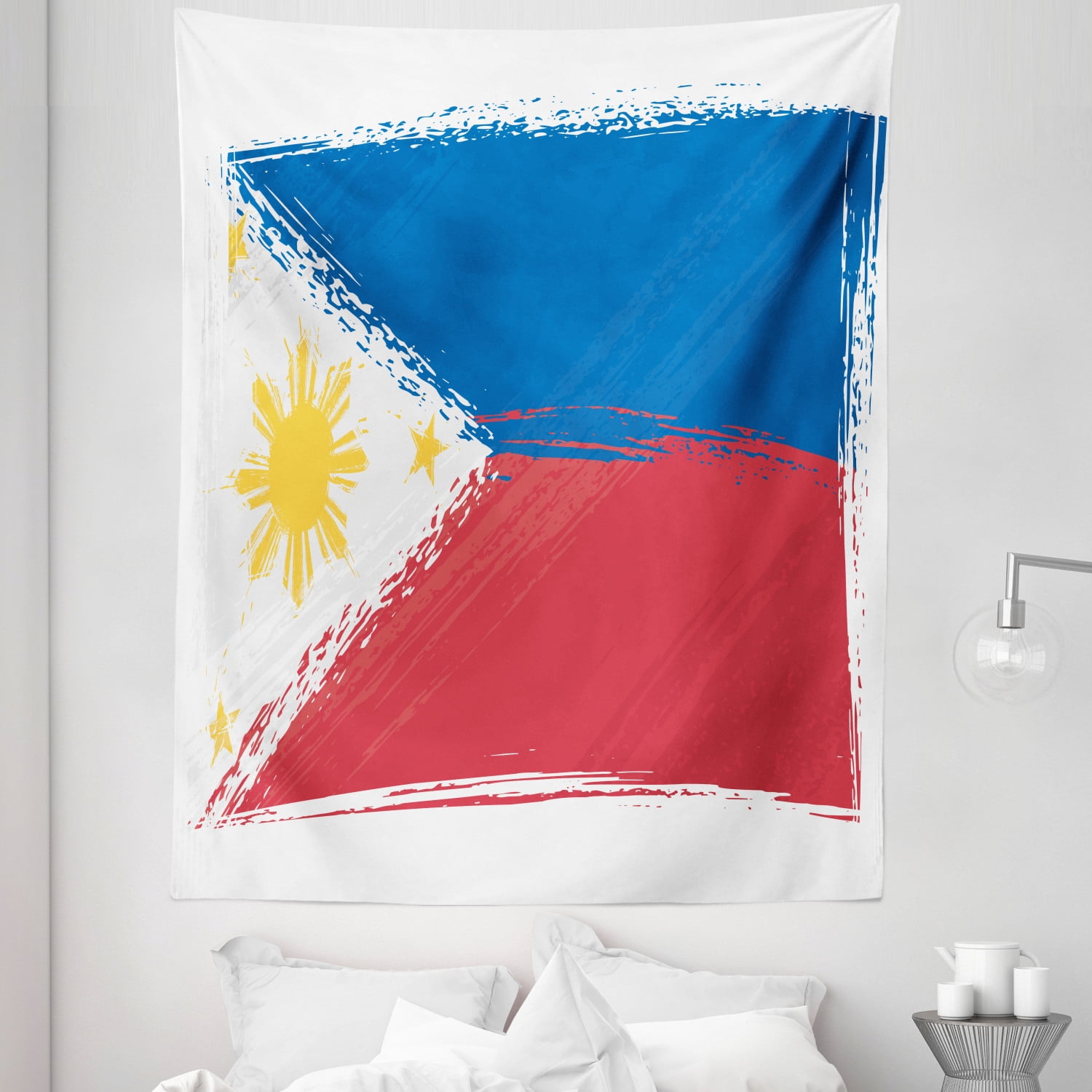 Filipino Tapestry, Brush Stroke Style Grungy Philippines National Flag ...