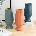 Ceramic Look Plastic Vase - Modern Ribbed Decorative Vase for Elegant ...