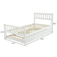 Zimtown Twin Bed, Roll-Out Trundle, Solid Pine Wood Frame, Headboard ...