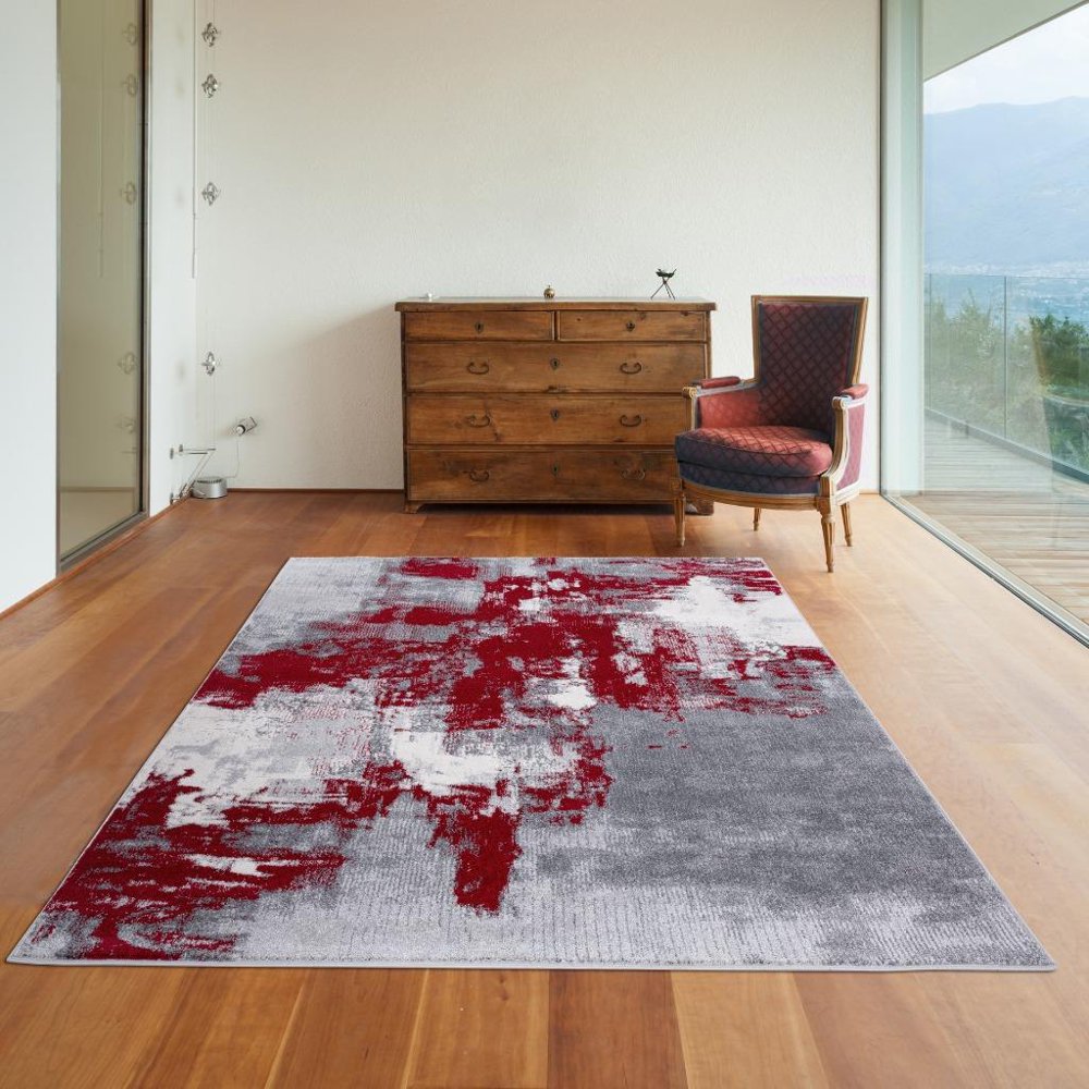 Luxe Weavers Nuvola Abstract Red 5x7 Area Rug 8722 - Walmart.com ...