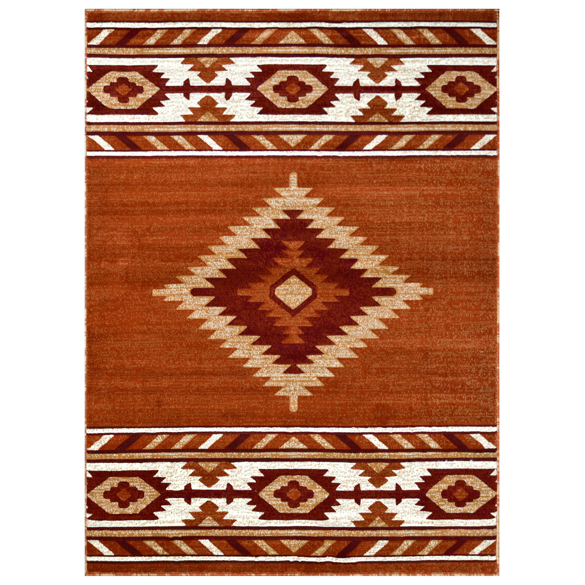 Allstar Rugs 5' 0" x 6' 11" Rust Tribal Cherokee Themed Polypropylene ...