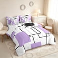 Manfei Geometric Purple Black Square King Bedding,Contemporary Simple ...