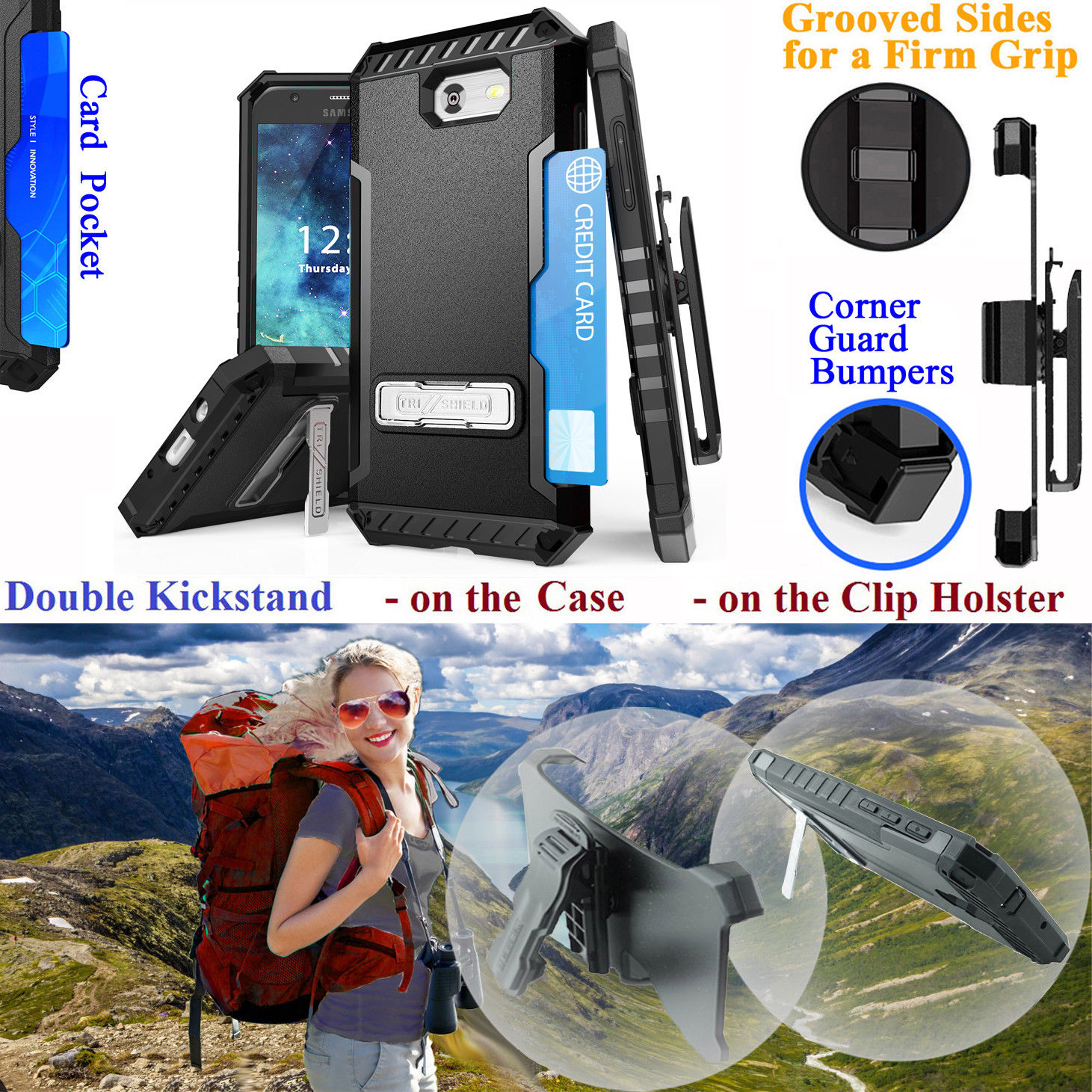 for 5" Samsung J3 Luna Pro ECLIPSE Mission Case Holster Phone Case Belt ...