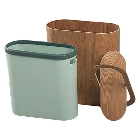 Oval trash cans made of wood, small with narrow lid decor for the ...