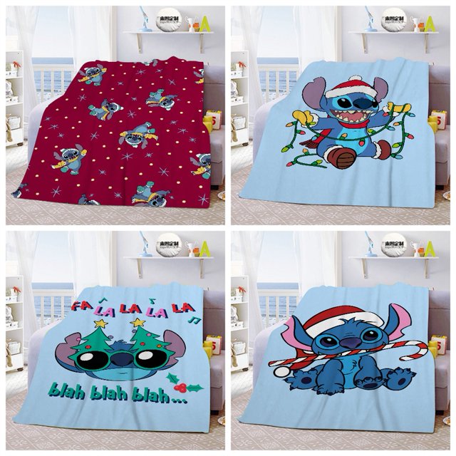 Lilo & Stitch Christmas Flannel Blanket For Bed Couch Living Room Sofa ...
