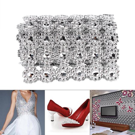 Garosa 1 Yard Long Flower Shape Diamond Mesh Warp Sparkling Artificial ...