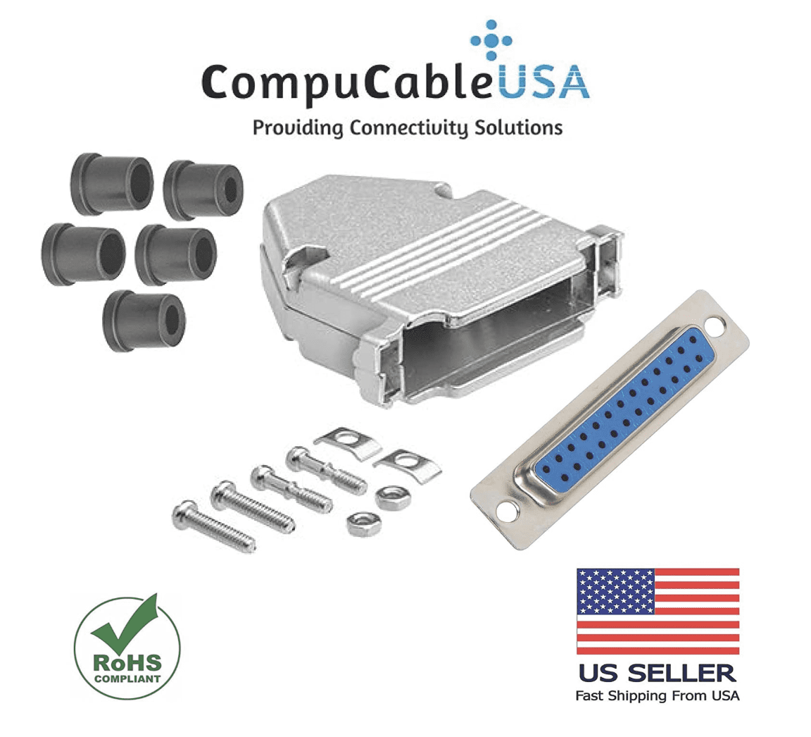 CompuCablePlusUSA.com Best DB25 Female Connector Kit, DB25 D-Sub Female ...