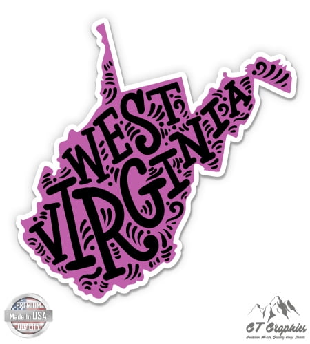 West Virginia Shape Cute Letters Native Local - 3" Vinyl Sticker - For ...